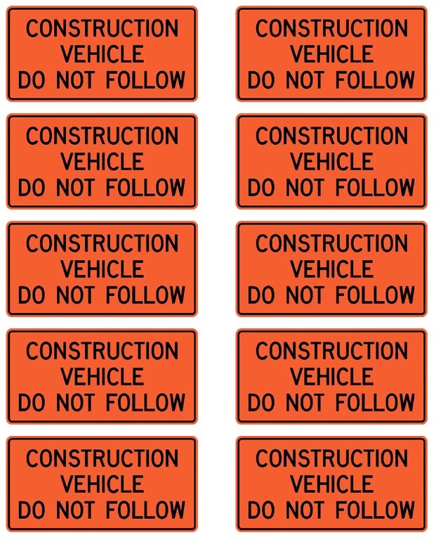 Do Not Follow Construction Sign Decals for 1:12/1:14/1:16 Scale – ARC ...