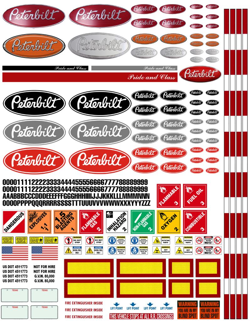 New Peterbilt Semi Tractor Truck Decals for 1:12/1:14/16 Scale – ARC ...